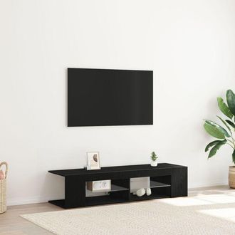 vidaXL vidaXL TV-Schrank schwarz mit LED-Lichtern aus Eiche 135x39x30cm aus Ingenieurholz