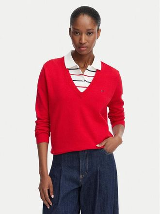 Tommy Jeans Pullover Essential DW0DW19888 Rot Regular Fit