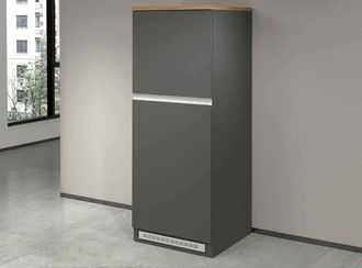 Dmora Küchenschrank Plinio, Mehrzweckschrank, Küchenzeile Schrank, Multifunktionales Kühlregal, 100% Made in Italy, 60 x 60 x 165 cm, Anthrazit und Eiche