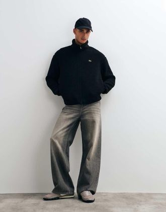 Lacoste sweat-shirt en polaire zipp&eacute; &agrave; col montant noir
