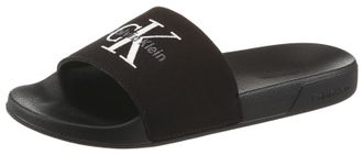 Calvin Klein Pantolette CALVIN KLEIN ESS SLIDE CV WN, Damen, Gr. 41, schwarz, Baumwolle, Textil, Basic, Schuhe Pantolette, Sommerschuh, Poolslides, Pantolette, Str