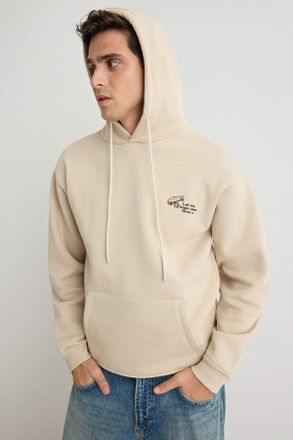 Trendyol MAN Herren Grau Slogan Lang Oversize Sweatshirts