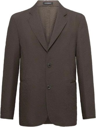 Emporio Armani Homme, Vestes, Brun, Taille: L Seersucker Blazer