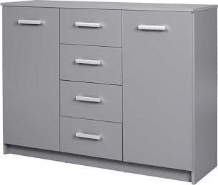 Inter Link SAS Kommode - Modernes Sideboard - Beistellschrank - 4 Schubladen - 2 Türen - Grau - 119 x 40 x 92 cm - Elenzio 2T4S