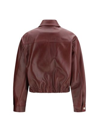 Versace Womens Leather Jacket Dark Burgundy Calf Bos Taurus