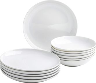 Kahla 390638A90039C Five Senses Tafelservice 12tlg. | weißes Tafelset für 6 Personen aus Porzellan