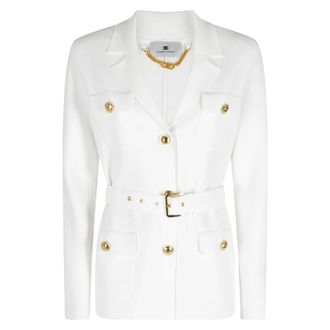 Elisabetta Franchi Femme, Vestes, Blanc, Taille: 40 FR Maglia Tricot