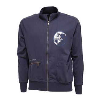 North Sails Blaue Baumwoll-Sweatshirt mit durchgehendem Rei&szlig;verschluss - - Sweatshirts & Hoodies - Herren - Blau - S