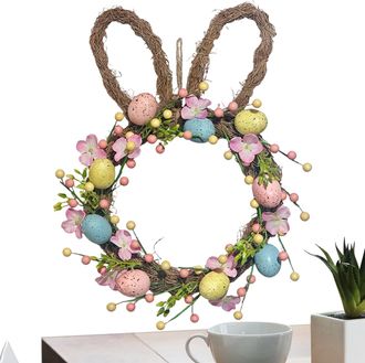 Generico Osterkranz f&uuml;r den Fr&uuml;hling: Vibrierende Eier und, T&uuml;rdekoration mit Hasenmotiv, k&uuml;nstliches Design, Flexibler Rahmen, ideale Dekoration f&uuml;r