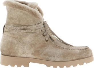 Santoni Wildleder-Desert-Boot mit Pelzbesatz - - Shoes - Damen - Beige - 38 EU