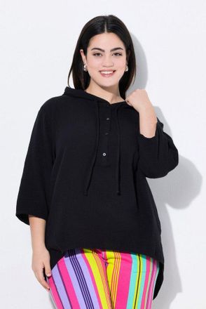 Angel Of Style Longbluse Bluse A-Linie Musselin Kapuze