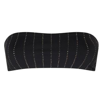 MC2 Saint Barth Schwarzes Bandeau-Bikinioberteil mit Strass - - Tops - Damen - Schwarzk - XS