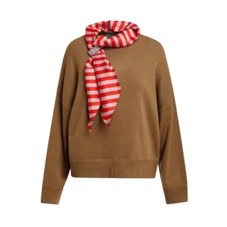 Essentiel Femme, Sweatshirts et sweats &agrave; capuche, Brun, Taille: 40 FR Pull Kurtis avec &eacute;charpe