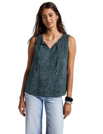 Street One 3411806 Chemisier en Mousseline avec imprim&eacute;, Deepwater Blue, 38 Femmes