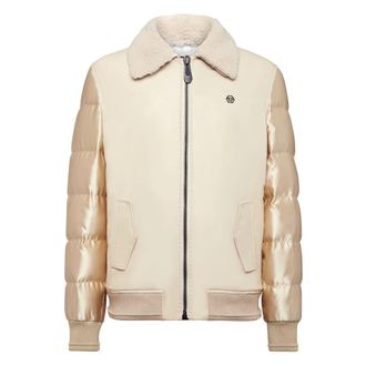 Philipp Plein Homme, Vestes, Beige, Taille: XL Bomber en agneau et nylon avec duvet