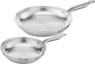 T-fal Virtuoso 2-teiliges Pfannenset 24 + 28 cm, Pfannen Induktion, hochwertiger Premium-Edelstahl, unversiegelt, f&uuml;r alle Herdarten geeignet, backofengeeig