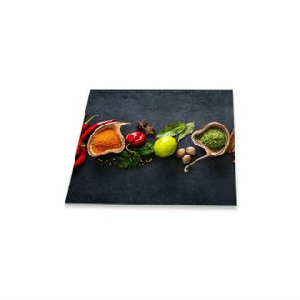 Decorwelt Herdabdeckplatte Abdeckung Ceranfeld Abdeckplatte Schneidebrett 1-Teilig 60x52 Gew&uuml;rze Mehrfarbig Spritzschutz Glasplatte Ceranfeldabdeckung Schutz He