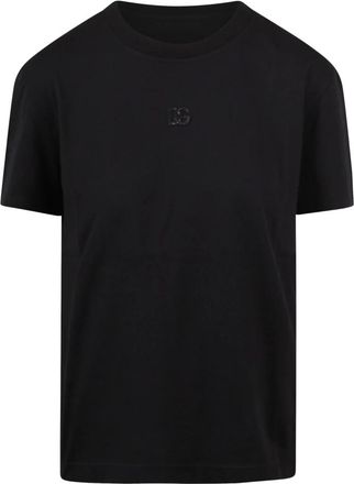 Dolce & Gabbana Femme, Tops, Noir, Taille: 36 FR T-shirt &agrave; col rond avec logo DG en strass