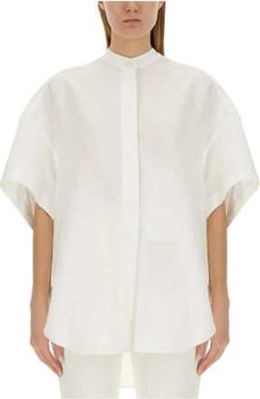 Stella McCartney Femme, Blouses et Chemises, Blanc, Taille: 36 FR Band Collar Button-Up Shirt