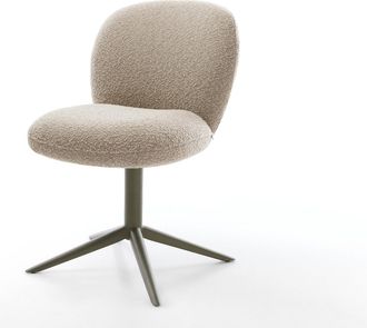 DELIFE Drehstuhl Nube-Flex Boucl&eacute; Schlamm Fu&szlig;kreuz Effektfinish Titan 360&deg; drehbar Wippfunktion Taschenfederkern, Esszimmerst&uuml;hle