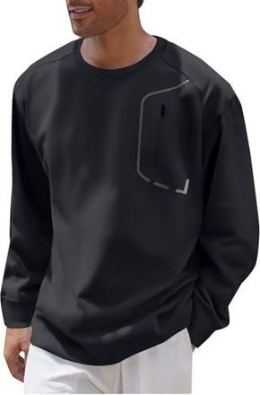 Generic 2026 Sweat-shirt uni pour homme printemps et automne T-shirt &agrave; manches longues col rond polyvalent d&eacute;contract&eacute; sans capuche v&ecirc;tements pour entra&icirc;nemen