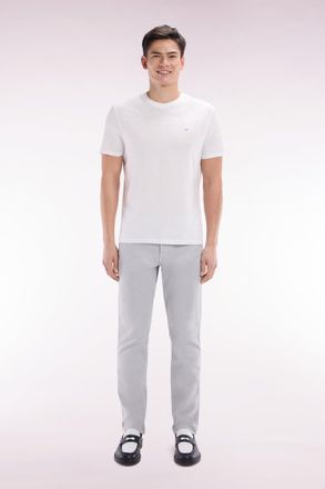 Eden Park Pantalon Chino Sans Plis En Coton Stretch Gris Coupe Droite