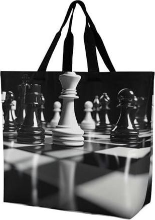 Generic &Eacute;checs En Noir Et Blanc Sac Fourre-Tout Imperm&eacute;able Tote Bag D&eacute;contract&eacute; Sac A Main Femme Pour Plage Gym Voyage