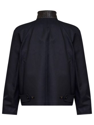 Bottega Veneta Mens Harrington Jacket Blue Cotton Gabardine Bomber