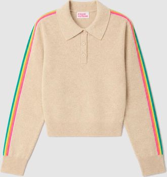 From Future Pull Beige Col Polo Bandes Multicolores