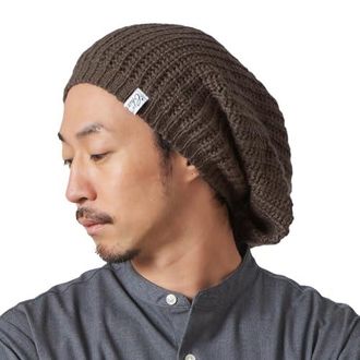 Charm by Casualbox Chapeau Femme Bonnet Homme Hiver - Grand Beanie Slouchy Tombant en Tricot Souple Surdimensionn&eacute; Chaud pour Grosse Tete Dreadlocks Mode Japonais Brun
