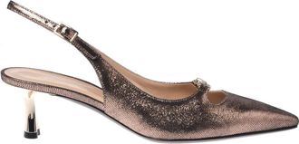 Baldinini Femme, Chaussures, Jaune, Taille: 41 EU Escarpin Slingback en Su&egrave;de M&eacute;tallis&eacute;e