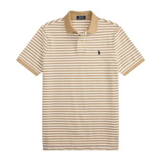 Ralph Lauren Homme, Tops, Beige, Taille: M Polo en maille ray&eacute;e coupe ajust&eacute;e personnalis&eacute;e