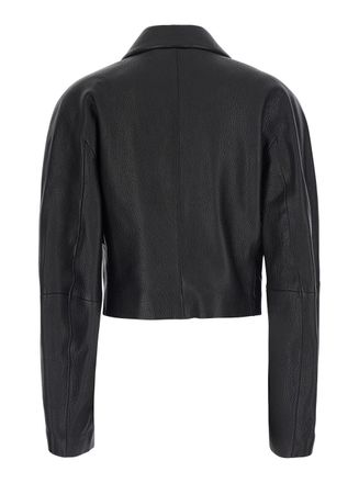 R&oacute;he Lamb Leather Cropped Jacket - Black