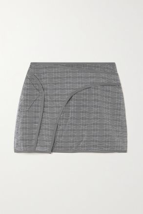 Alexander McQueen Mini-jupe Portefeuille En Tissu Technique &Agrave; Carreaux Long Now - Gris