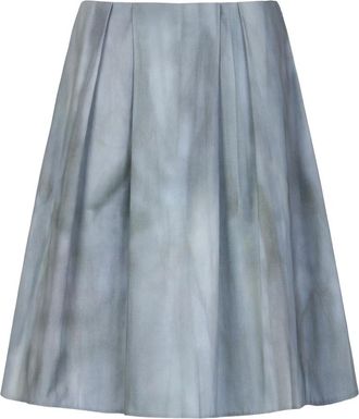 Vince Femme, Jupes, Bleu, Taille: 34 FR Jupe pliss&eacute;e au genou en coton ombr&eacute; d&eacute;lav&eacute;