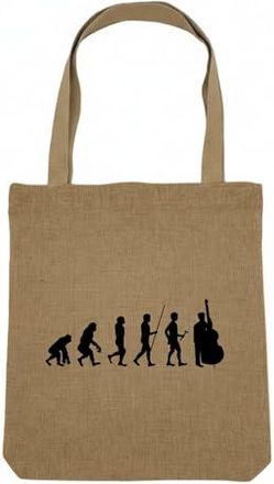 Fabulous Sac Shopping Tote Bag Aspect Lin - Evolution Contrebasse Jazz Musique Instrument Musicien - Sac de Courses Toile Epaisse 360g Beige Naturel Cabas Port