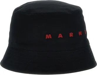 Marni Logo-Embroidered Bucket Hat - Black