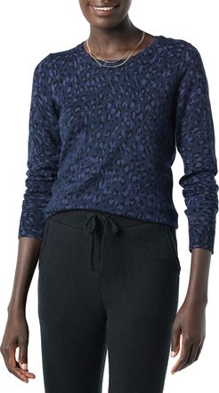 Amazon Essentials Damen Leichter, Langärmeliger Pullover Mit Rundhalsausschnitt (Erhältlich in Übergröße), Marineblau Gepard, XXL
