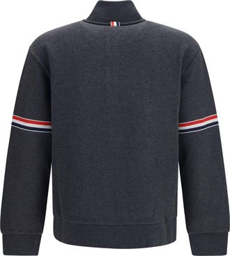 Thom Browne Loopback Cotton Piqu&eacute; with RWB Stripe Sweatshirt - Gray