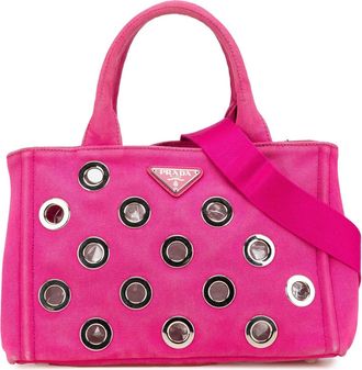 Prada Hobo Bags - Small Canvas Canapa Grommet Satchel - Gr. unisize - in Rosa - f&uuml;r Damen