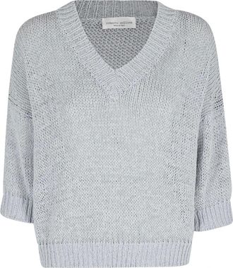 Roberto Collina Femme, Pulls, Gris, Taille: 36 FR Pull col V