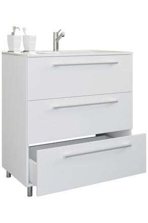 MID.YOU Mid.you Waschtischkombi VCM Schubo, Wei&szlig;, Metall, 3 Schubladen, einzeln stellbar, 80 cm, stehend, Badezimmer, Waschbecken & Armaturen, Waschtische