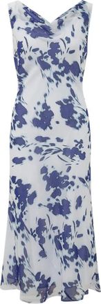 Calvin Klein Femme, Robes, Blanc, Taille: 40 FR Robe Maxi Imprim&eacute;e en Mousseline de Soie &agrave; Col Drap&eacute;
