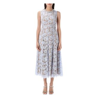 Self Portrait Femme, Robes, Bleu, Taille: 38 FR Robe Midi en Dentelle et Perles