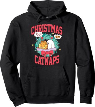Garfield Christmas Catnaps Wreath Cute Holiday Cat Pullover Hoodie