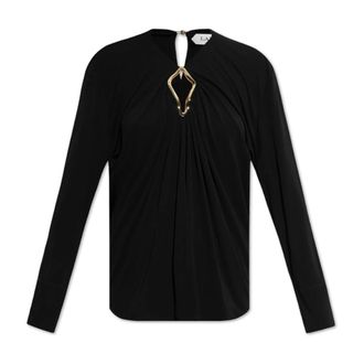 Lanvin Femme, Blouses et Chemises, Noir, Taille: 38 FR Top avec découpe