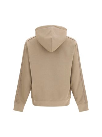 Burberry Mens Check Hoodie With Drawstrings Finch Brown Cotton; Elastane Sweatshirts Sweater