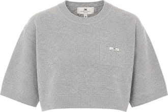 Elisabetta Franchi Pull Col Rond - Gris