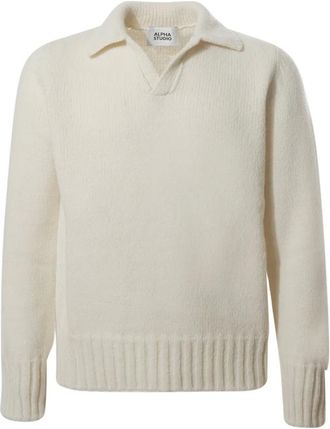 Alpha Studio Polo en laine coupe regular - Homme - Pulls - Beige - Taille: M