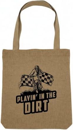 Fabulous Sac Shopping Tote Bag Aspect Lin - Playin In the Dirt Motorcycle Motocross Cafe Racer Race - Sac de Courses Toile Epaisse 360g Beige Naturel Cabas Por